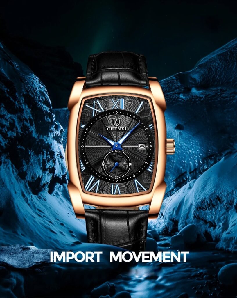 CHENXI 8209 Rose Gold Shell Elegant Rectangular Watch with Calendar – CHENXI WATCHES